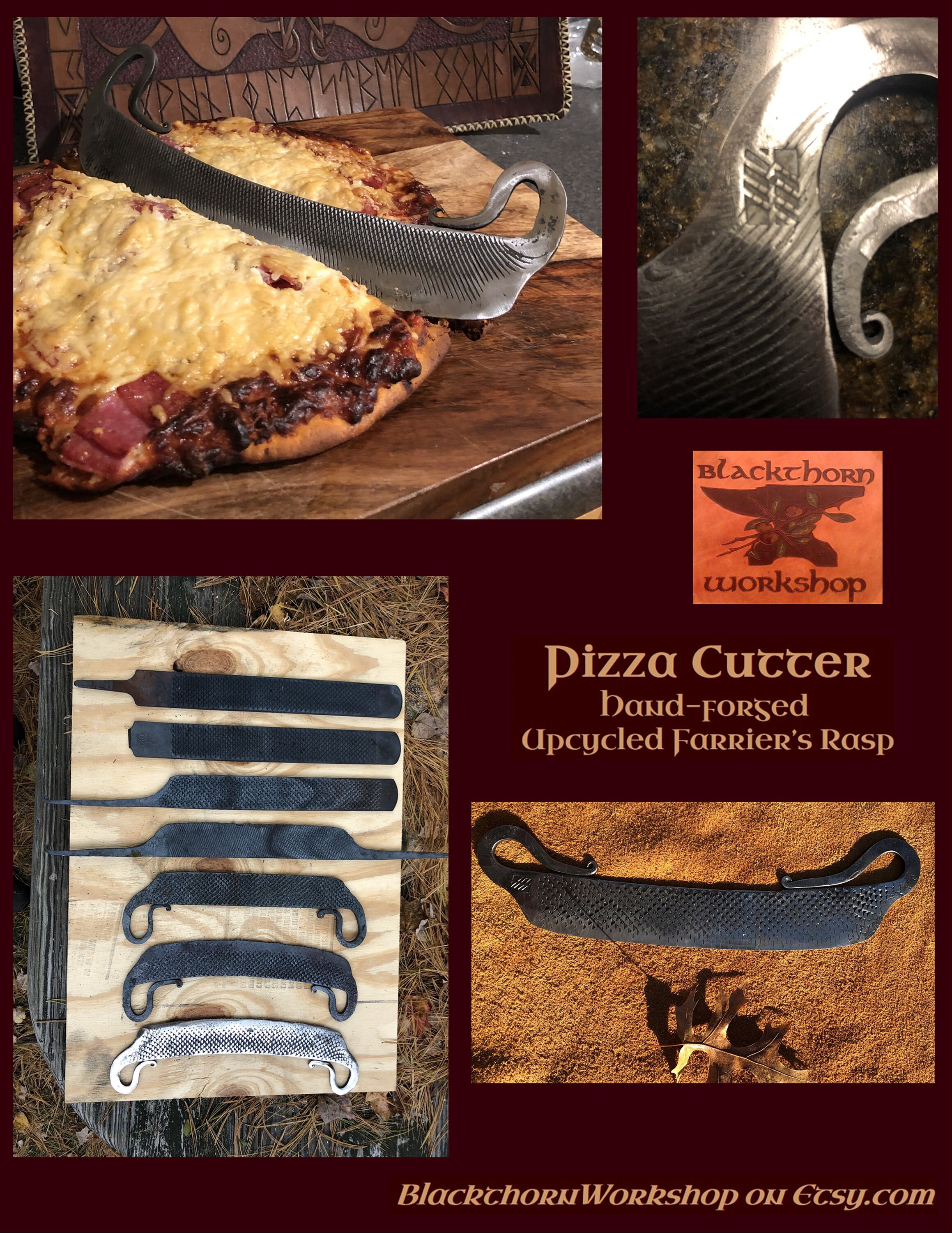 Hand Forged Pizza Cutter Upcycled From Farrier's Rasp - TAGLIERINO - Etsy