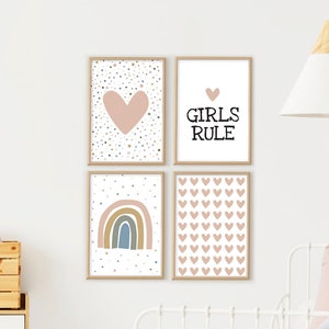 Printable wall art Set of 4 Girls room decor rainbow | Etsy