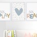 Set of Three Playroom Prints, Printable Wall Art, Lets Play, Lets Read ...