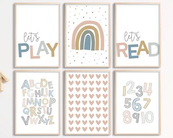 Rainbow Posters Playroom Printable Wall Art Set of 8 | Etsy