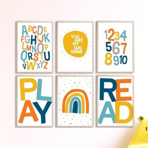 You Are My Sunshine, Play Read Printable Wall Art, Playroom Prints, Set ...