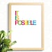 It is Possible Digital Art Print, Inspirational Printable, Colorful ...