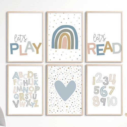 Lets Play Lets Read Printable Wall Art Set Playroom Signs - Etsy