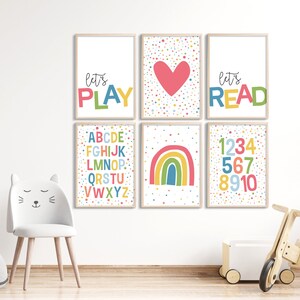 Set of 6 Playroom Kids Posters, Printable Wall Art, Colorful Neutral ...