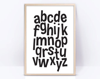 Alphabet Monochrome Printable Wall Art Digital Abc Print | Etsy