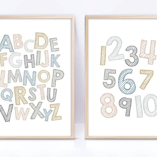 Pastel Nursery Wall Art ABC and Numbers Alphabet Print - Etsy