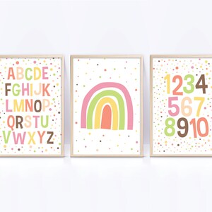 Set of Three Kids Printable Posters, Colorful Rainbow, Playroom Wall ...