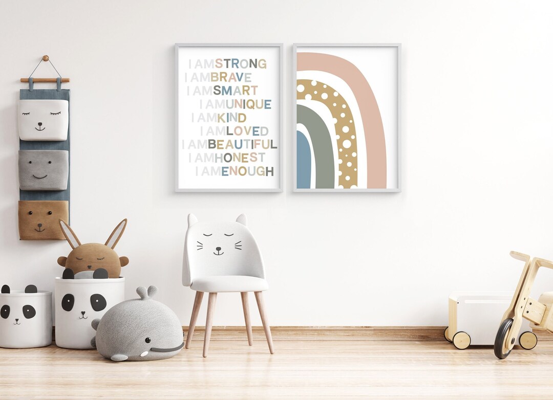 Kids Affirmation, Rainbow Printable Wall Art, Growth Mindset, I Am ...