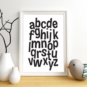Printable Wall Art, Black and White, ABC Poster, Alphabet Print ...
