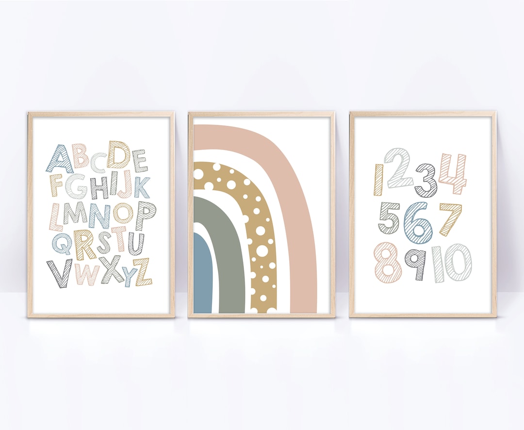 Alphabet Set, Printable Wall Art, Set of 3 Prints, Homeschool Learning ...