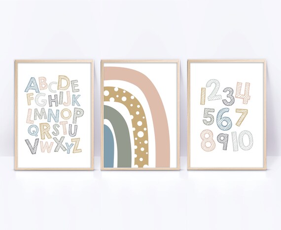 Alphabet Set Printable Wall Art Set of 3 Prints Homeschool | Etsy