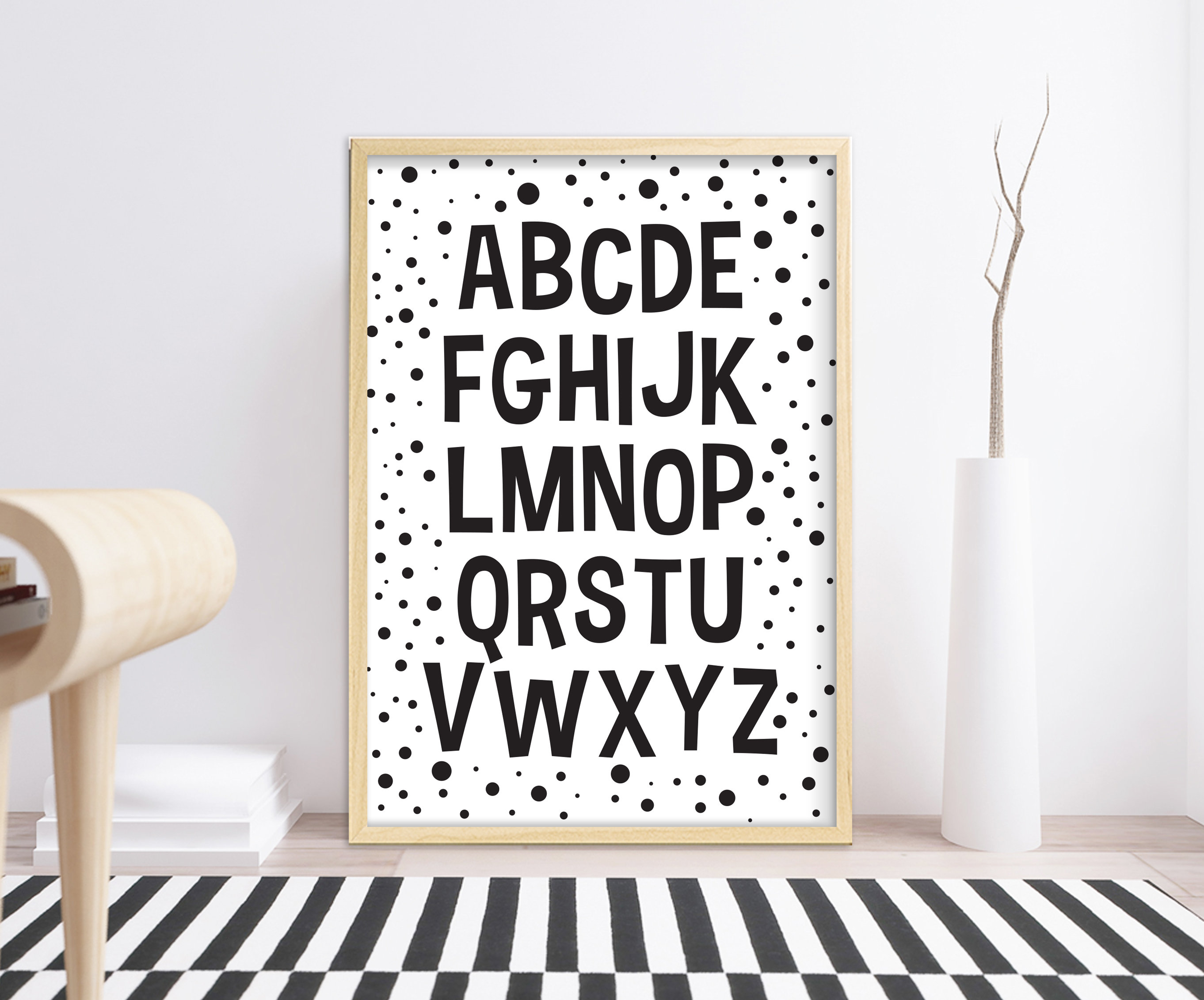 Alphabet monochrome printable Wall Art digital abc Print | Etsy