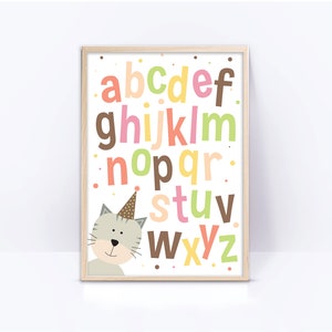 Alphabet and Numbers Printable Wall Art Set, Playroom Signs, Cute Baby ...