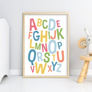 Colorful Printable Wall Art, Set of 6 Playroom Kids Posters, Alphabet ...