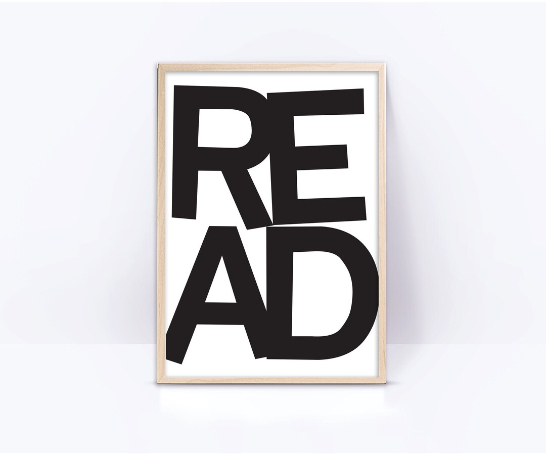 READ Poster, Black Printable Wall Art, Monochrome Print, Playroom Quote ...