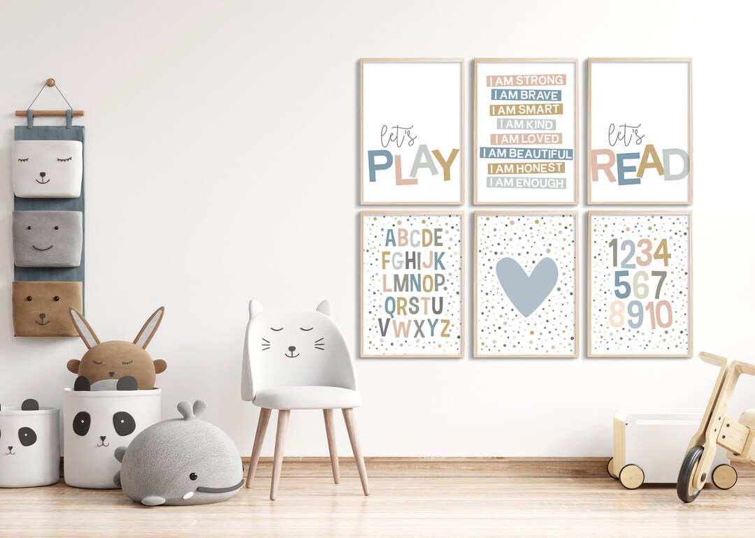Kids Empowering Affirmations, Set of 6 Playroom Printable Wall Art ...