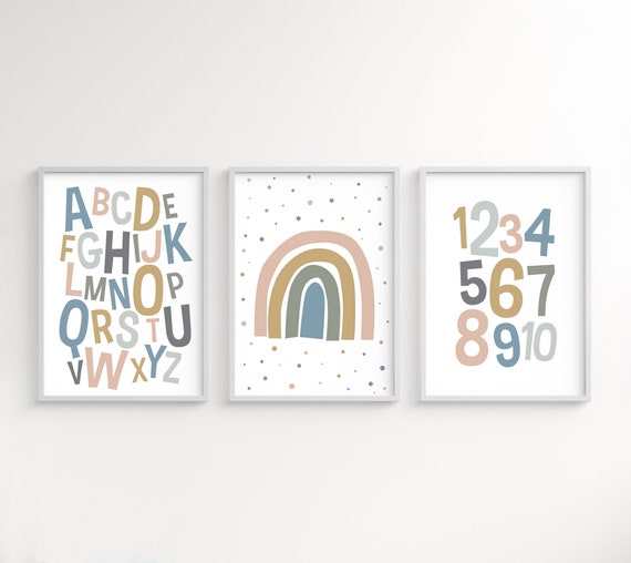Alphabet and Numbers Learning Printable Wall Art Set of - Etsy