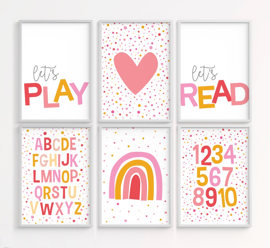 Printable Wall Art, Set of 6 Playroom Kids Posters, Alphabet and ...