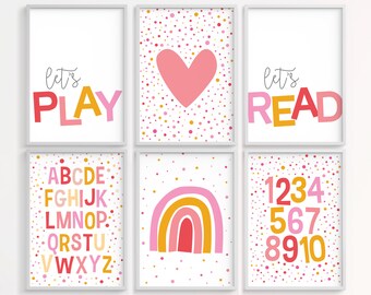 Rainbow Posters Playroom Printable Wall Art Set of 8 | Etsy