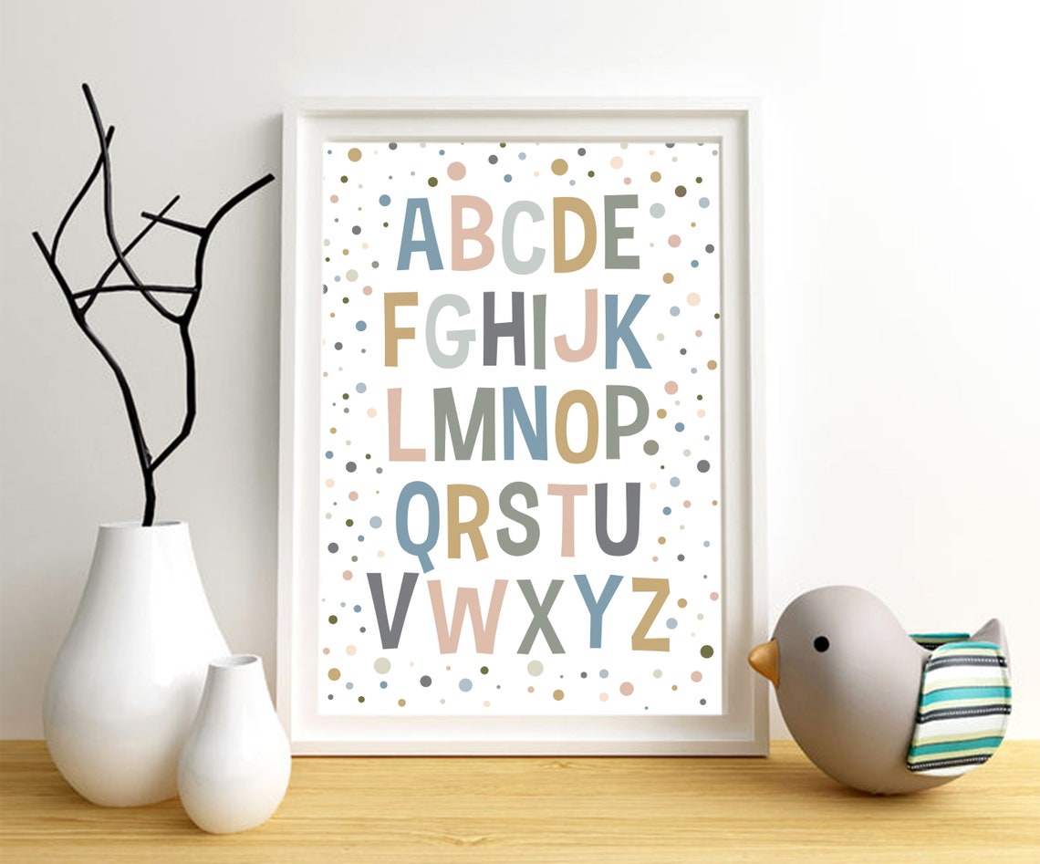 Neutral Gender Alphabet Print, Wall Art Printable, Digital Abc Poster ...