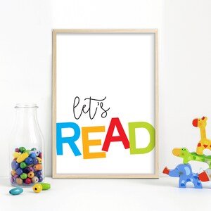 Lets Play, Lets Read Colorful Printable Wall Art Set, Playroom Signs ...