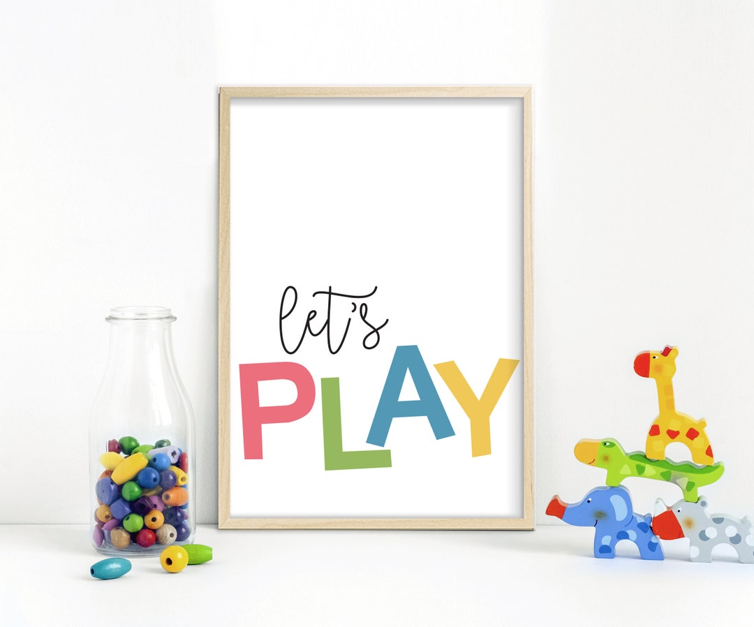 Let's Play, Playroom Wall Art, Kids Room Decor, Children Room Sign ...