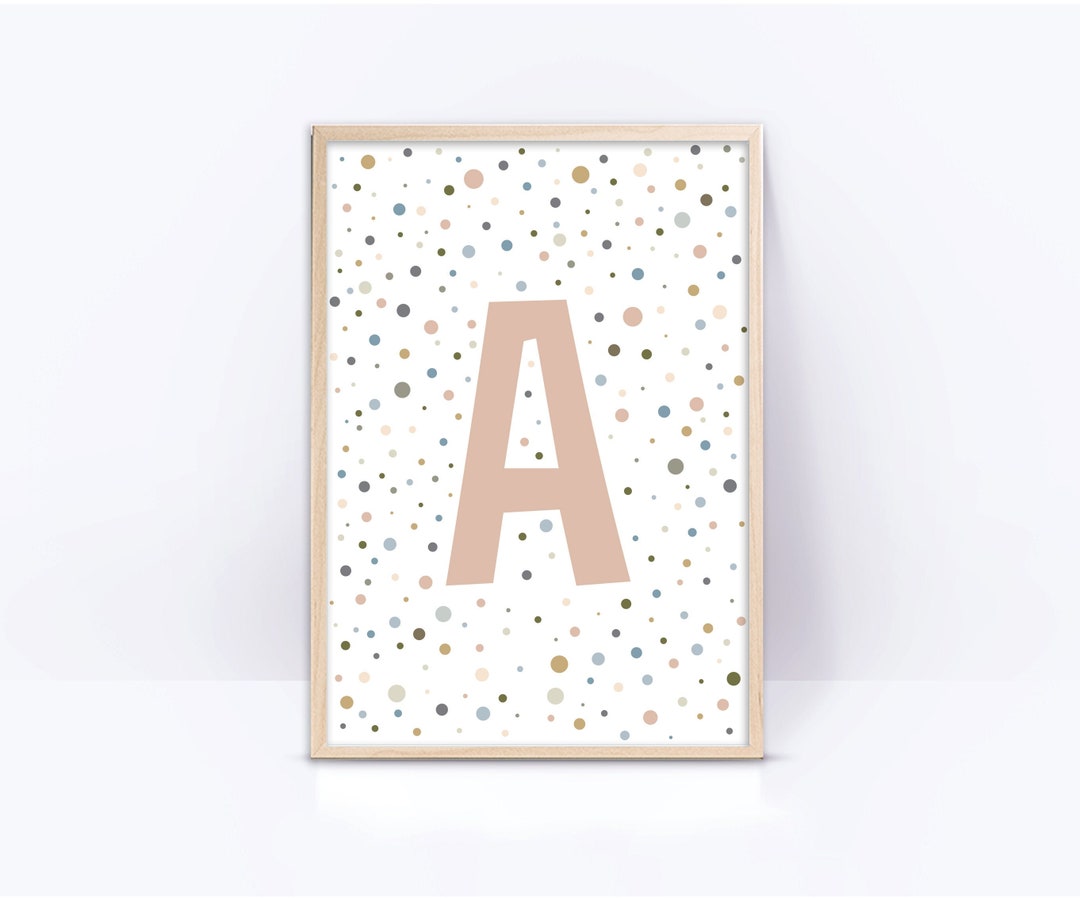LETTER A Initial Printable Wall Art, Dirty Pink Nursery Monogram A ...