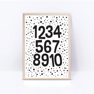 Black and White Set of Four Prints, Alphabet, Abc, Numbers Counting ...