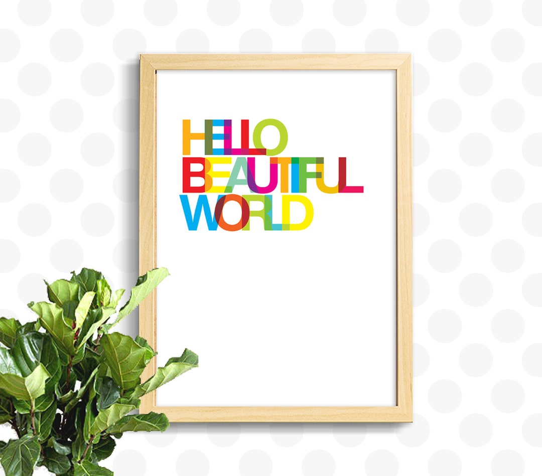 Hello Beautiful World Printable Wall Art, Playroom Typography Poster ...