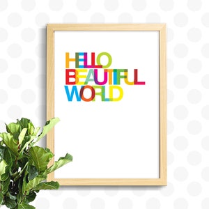 Hello Beautiful World Printable Wall Art, Playroom Typography Poster ...