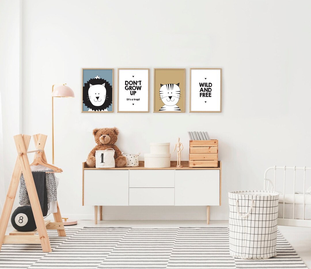 Printable Wall Art, Set of 4, Nursery Room Decor, Lion and Tiger Safari ...