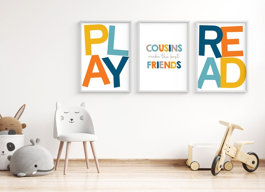 Cousins Make the Best Friends, Set of Three Posters, Playroom Printable ...