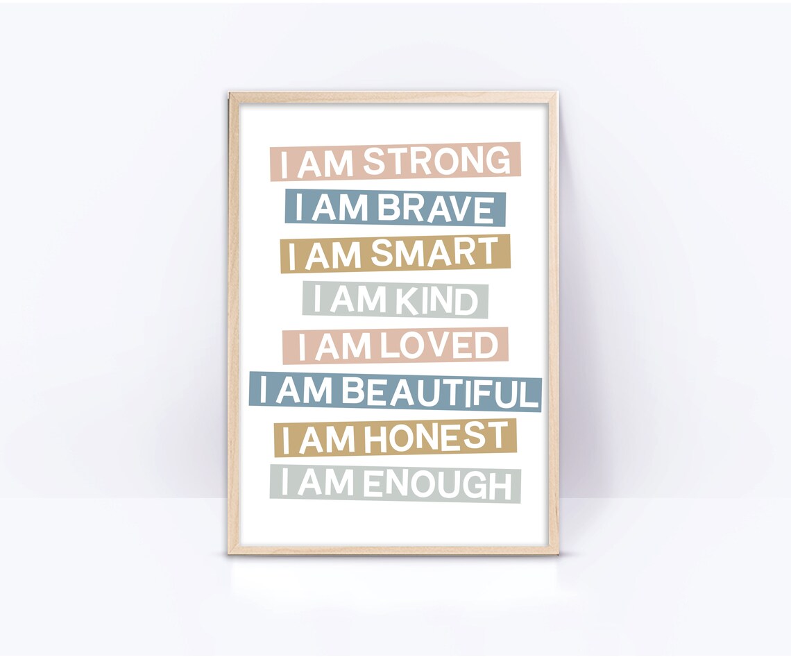 Kids Empowering Affirmations Set of 6 Playroom Printable Wall - Etsy