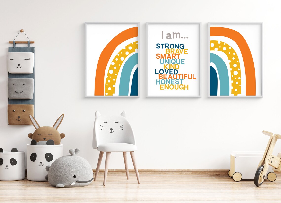 Kids Affirmations Printable Wall Art, I Am Enough, Inspirational Quote ...