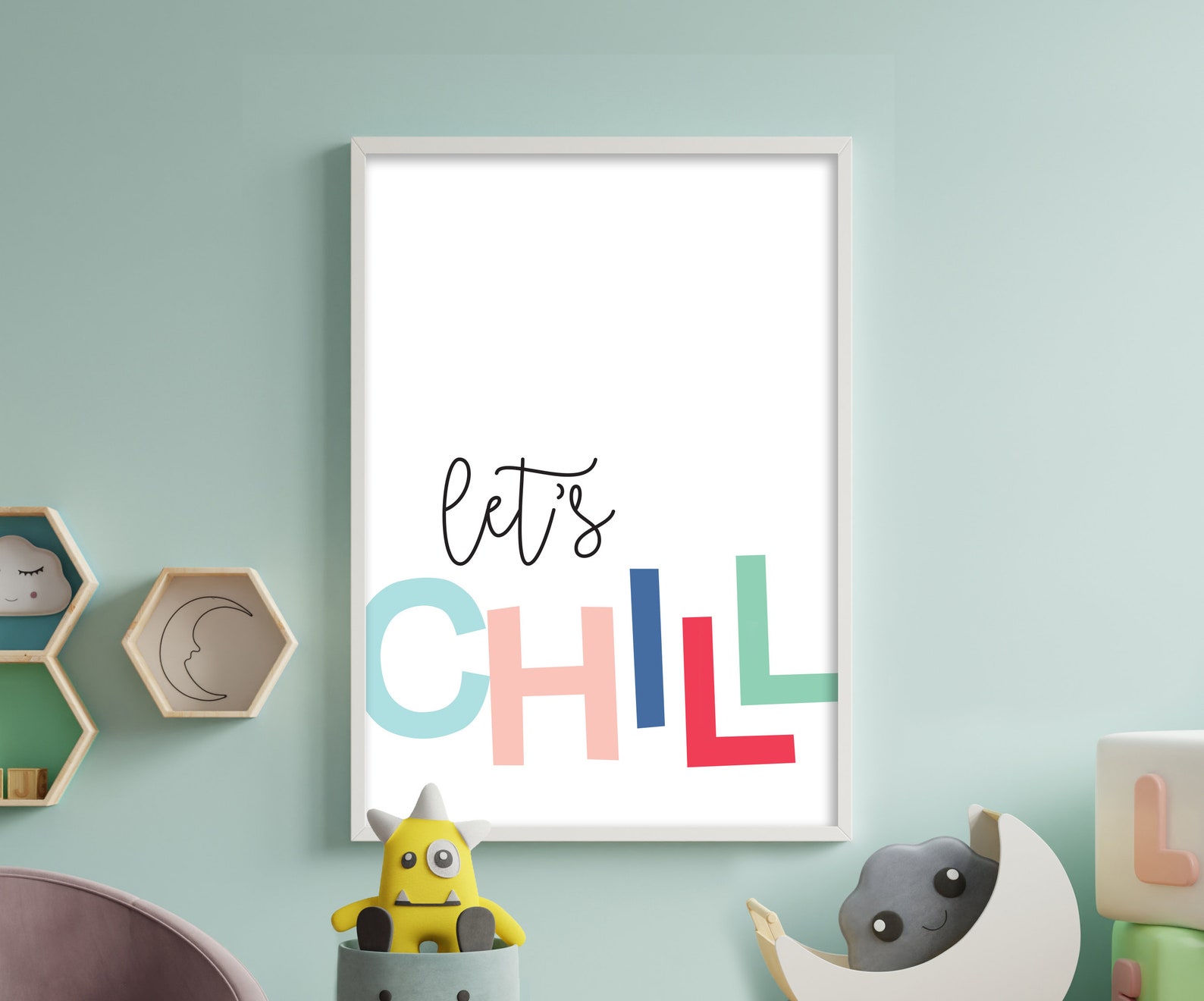 Let's Chill Colorful Printable Playroom Wall Art Kids | Etsy