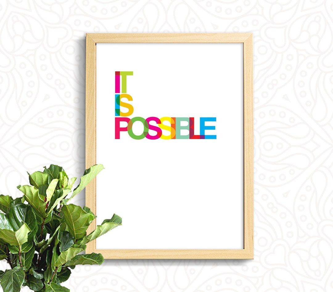 It is Possible Digital Art Print, Inspirational Printable, Colorful ...