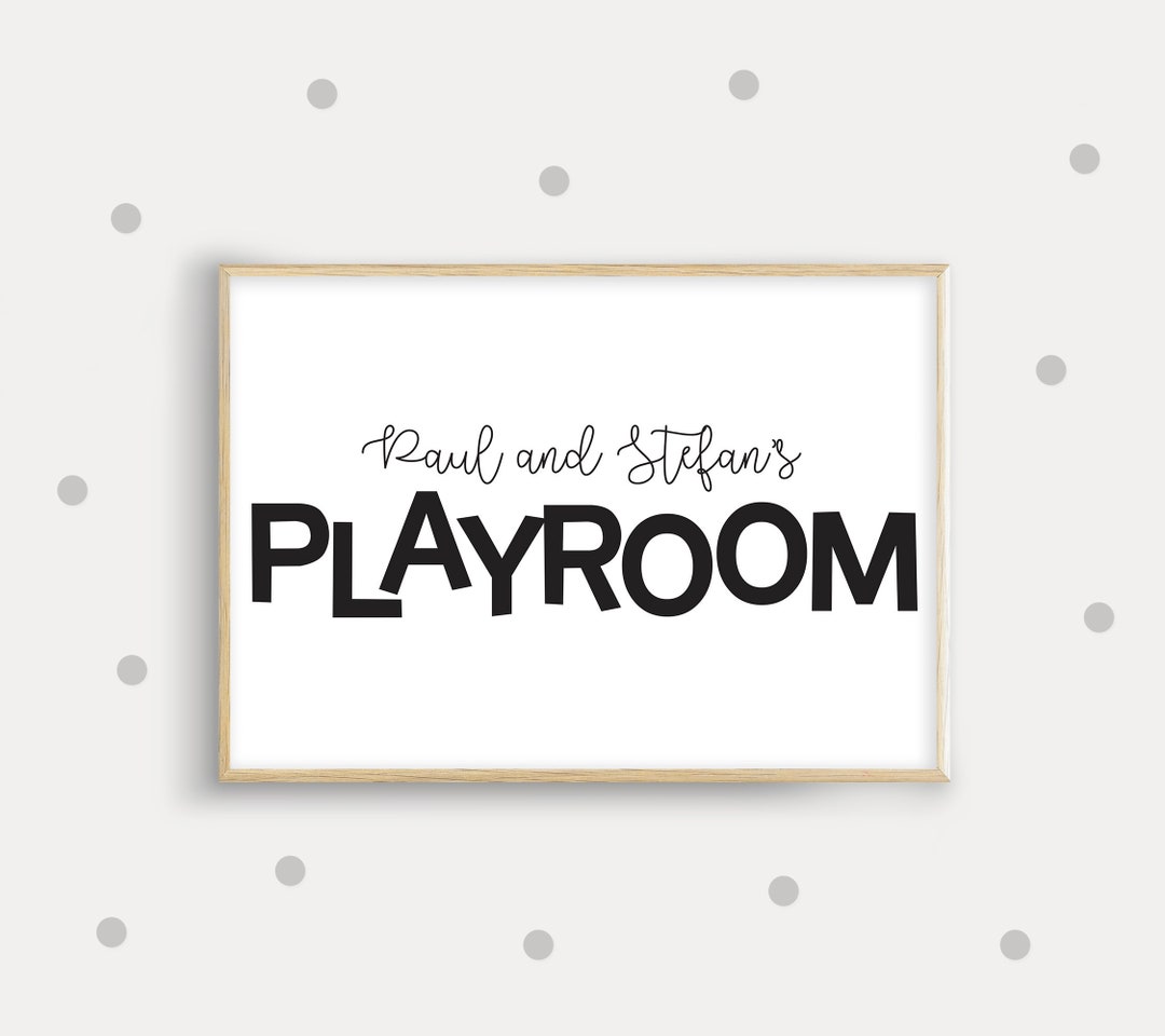 Personalized Playroom Printable Wall Art, Black and White, Kids Names ...