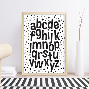 Alphabet Letters Printable Poster, Black and White Printable Wall Art ...