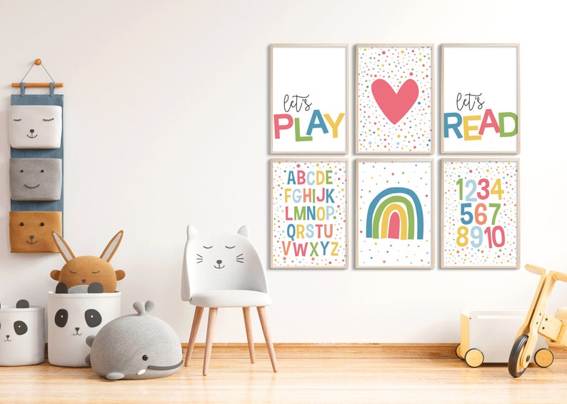 Set of 6 Playroom Kids Posters Colorful Printable Wall Art | Etsy