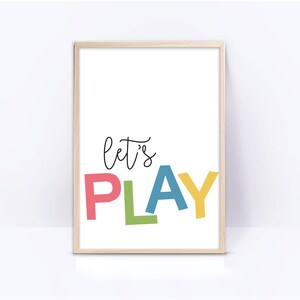 Set of Three Playroom Prints, Printable Wall Art, Lets Play, Lets Read ...