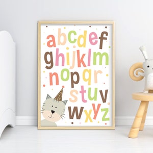 Alphabet and Numbers Printable Wall Art Set, Playroom Signs, Cute Baby ...