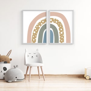Rainbow Posters, Playroom Printable Wall Art, Set of 8, Empowering ...