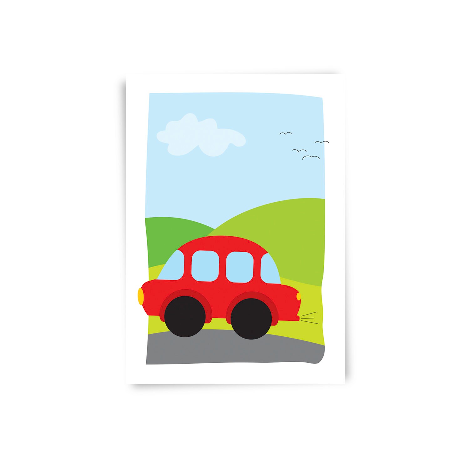 Red Car Art Kids Room, Car Nursery Decor, Nursery Wall Art, Digital ...