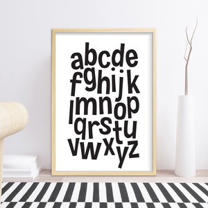 Printable Wall Art, Black and White, ABC Poster, Alphabet Print ...