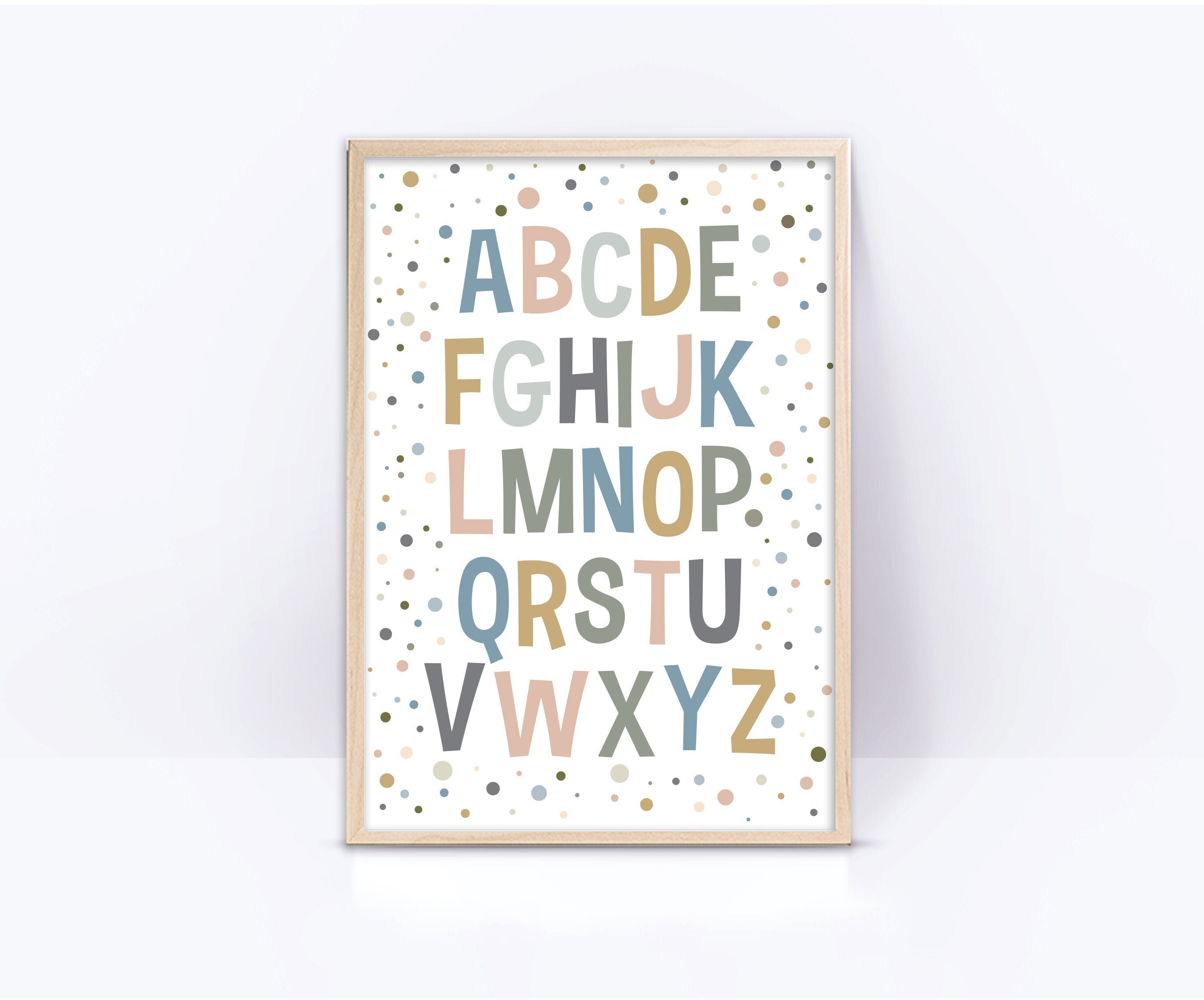 Neutral gender Alphabet print Wall Art printable digital abc | Etsy