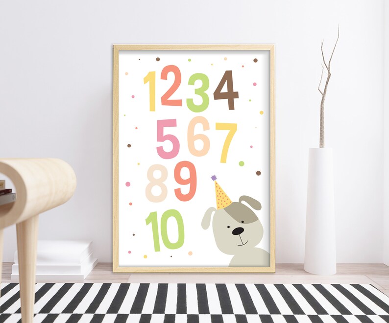 Alphabet and Numbers Printable Wall Art Set, Playroom Signs, Cute Baby ...