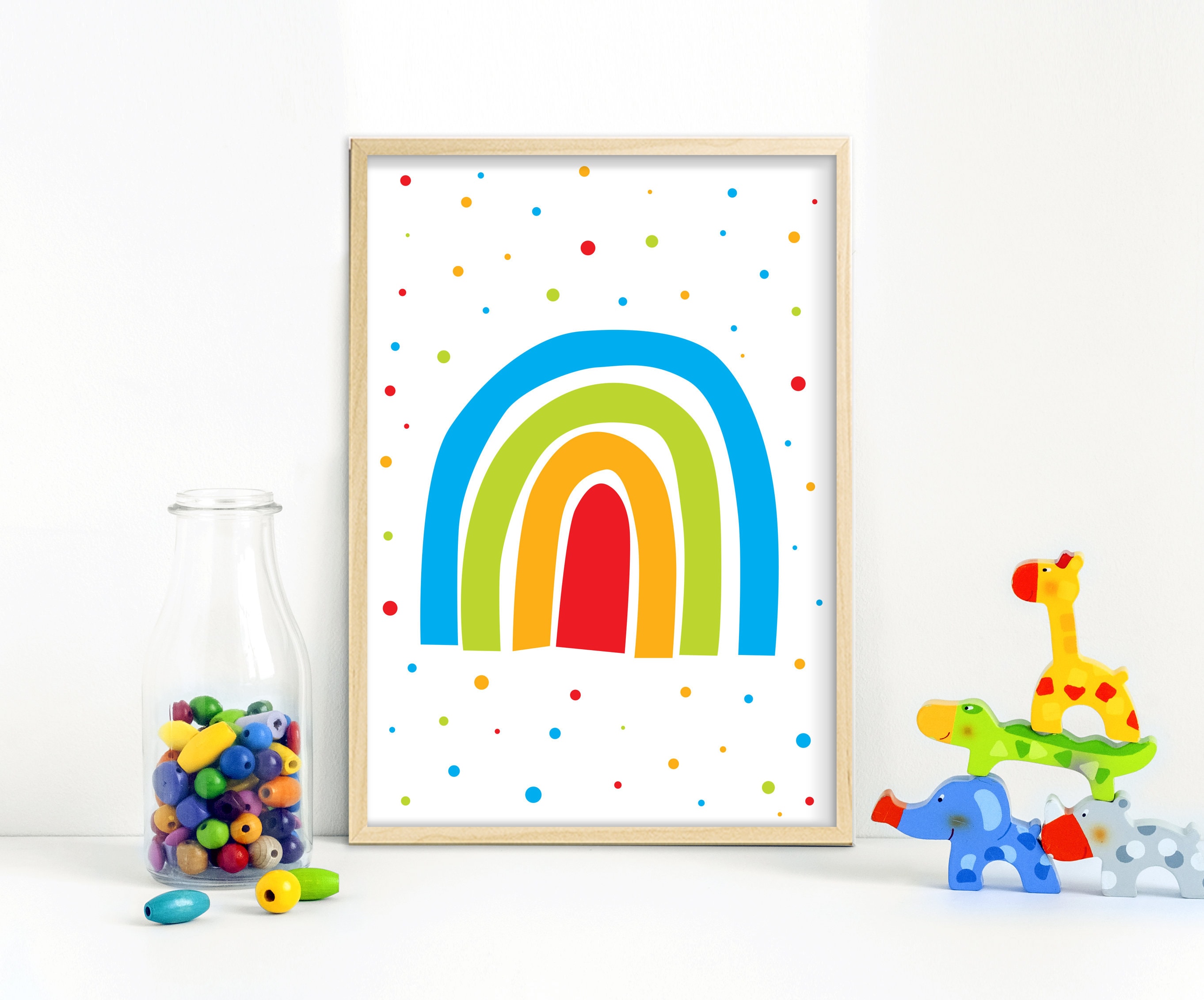 Colorful Rainbow Printable Wall Art, Digital Download Playroom Decor ...