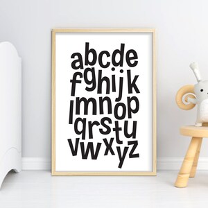 Printable Wall Art, Black and White, ABC Poster, Alphabet Print ...