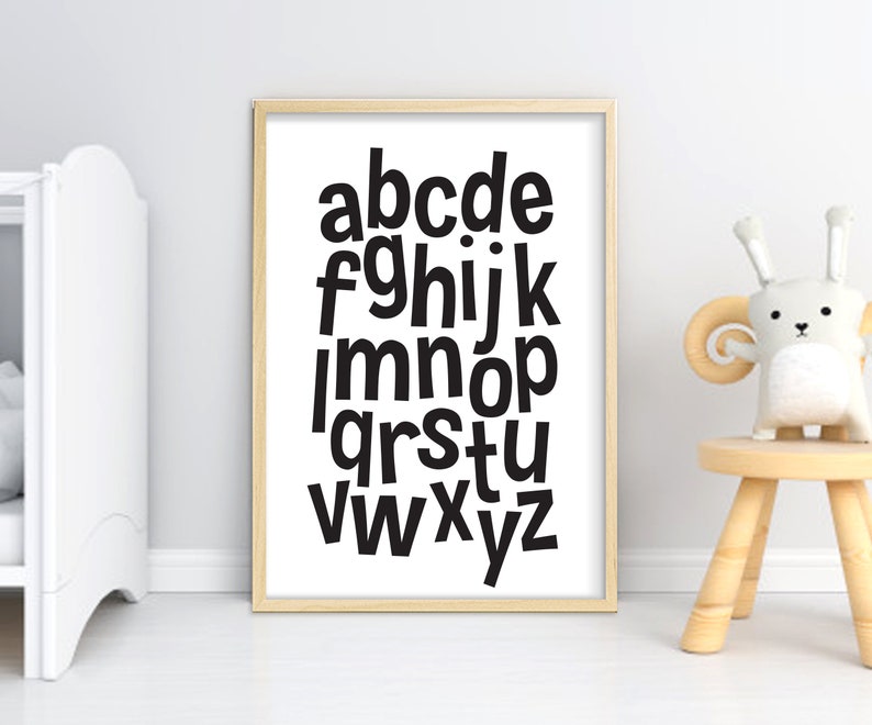 Printable Wall Art Black and White ABC Poster Alphabet - Etsy