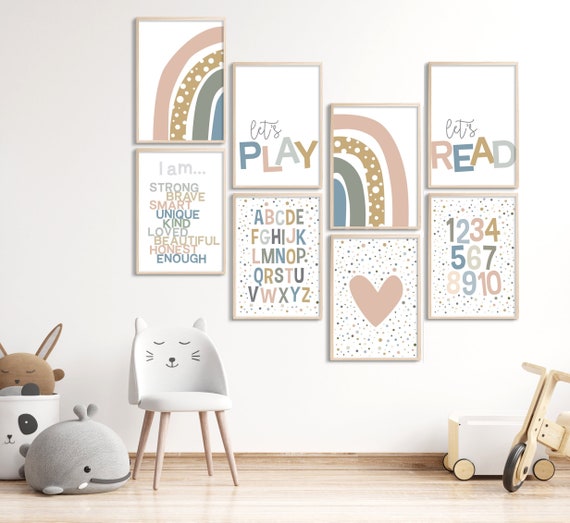 Rainbow Posters Playroom Printable Wall Art Set of 8 | Etsy